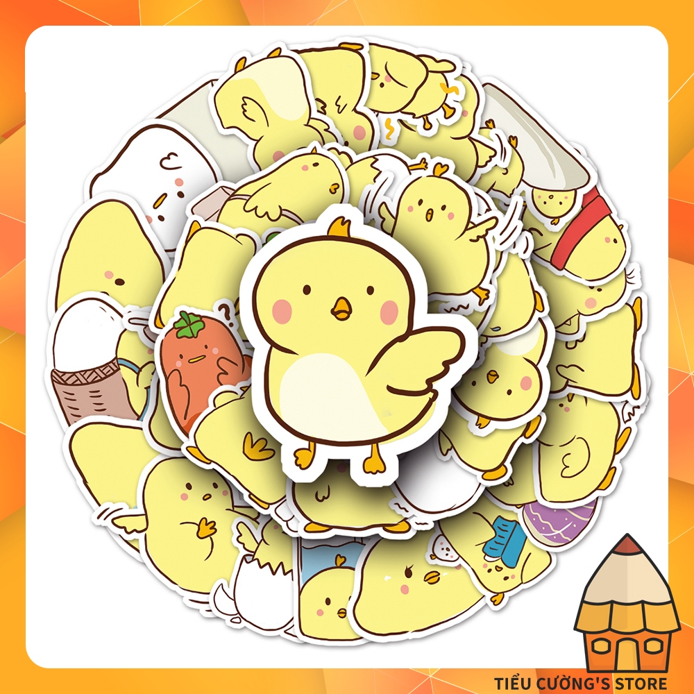 Set 10/20 Hình Dán gà con lon ton Sticker cute trang trí xe, điện thoại ...