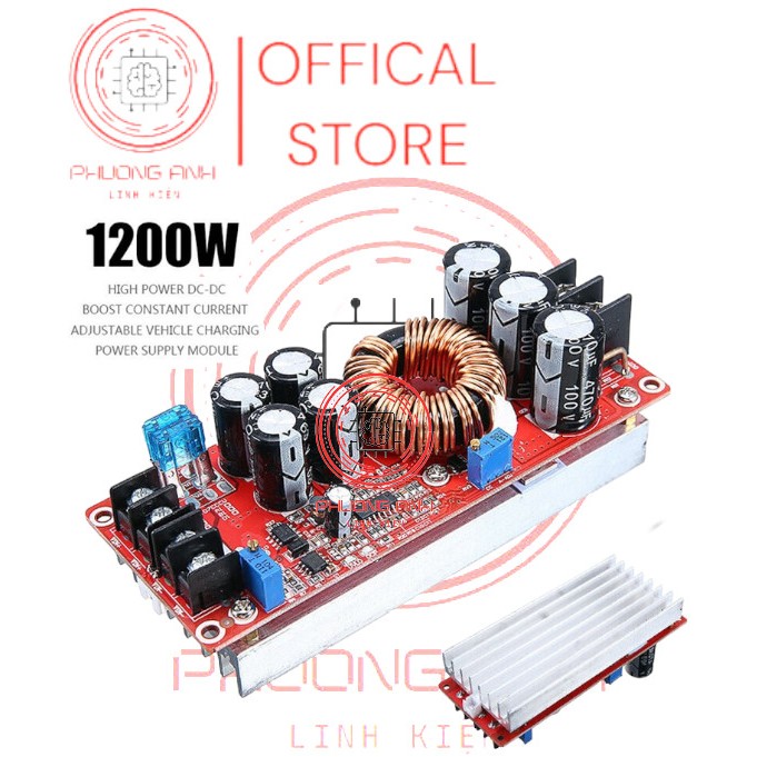 Mạch Tăng Áp Boost 1200W DC-DC 12 - 80VDC Tăng Áp 8-60V Sang 12-83V 1200W 20A DC Cho Xe Hơi Mạch ...
