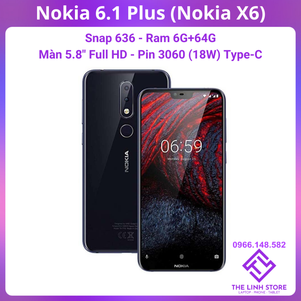 Điện thoại Nokia 6.1 Plus (Nokia X6) ram 6G 64G - Snap 636 màn 5.8 inch | Shopee Việt Nam