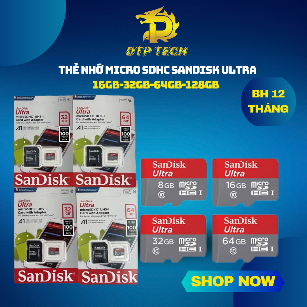 Thẻ nhớ Micro SDHC SanDisk Ultra 32GB-64GB-128GB 100MB/s Tốc Độ Cao Hàng - Chính Hãng BH 12 ...