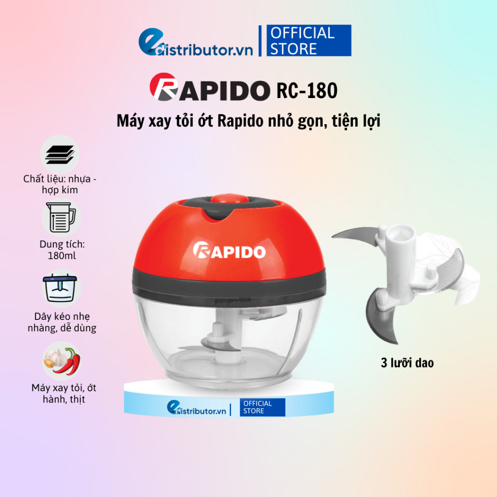 Máy xay tỏi ớt mini đa năng Rapido RC-2B/RC-3B (Dung tích 180ml) - 100% chính hãng | Shopee Việt Nam