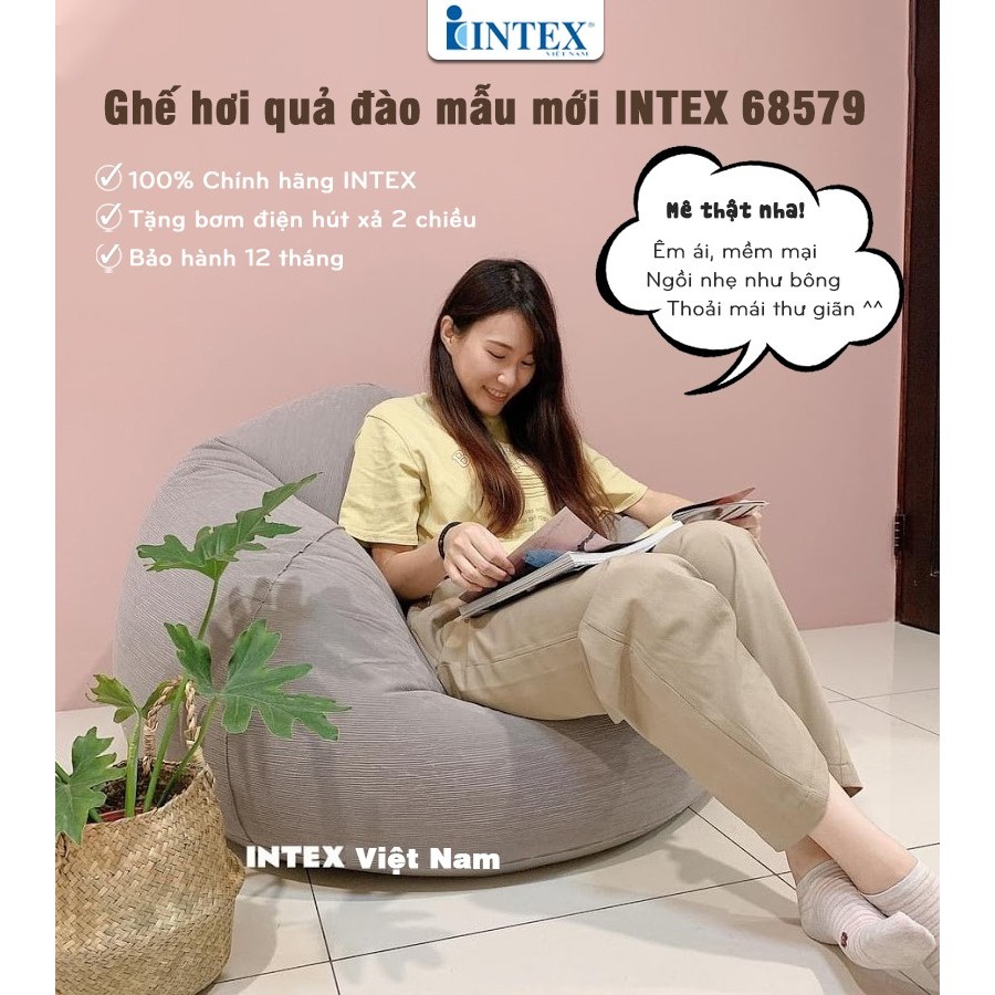 Ghế Hơi Tựa Lưng Intex 68564, bảo hành 12 tháng, phủ nhung cao cấp ...