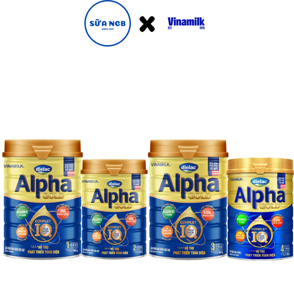 Sữa bột Dielac Alpha Gold IQ Vinamilk đủ số 1, 2, 3, 4 - Lon 400g, 850g và 1.4kg - Phát triển ...