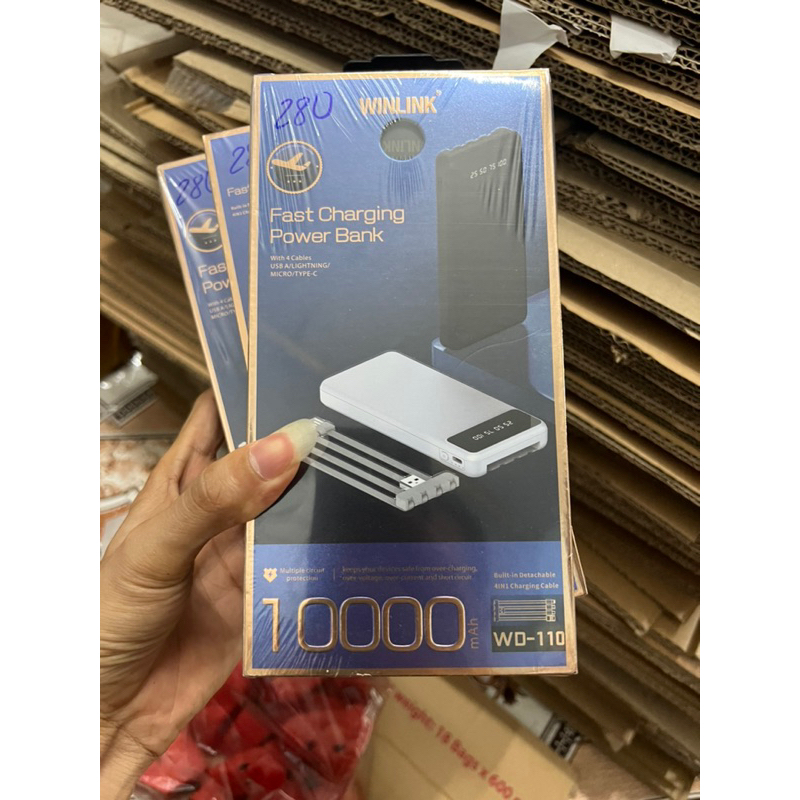 Sạc Dự Phòng WD 110 chính hãng Winlink 10.000mAh liền 4 đầu dây sạc | Shopee Việt Nam