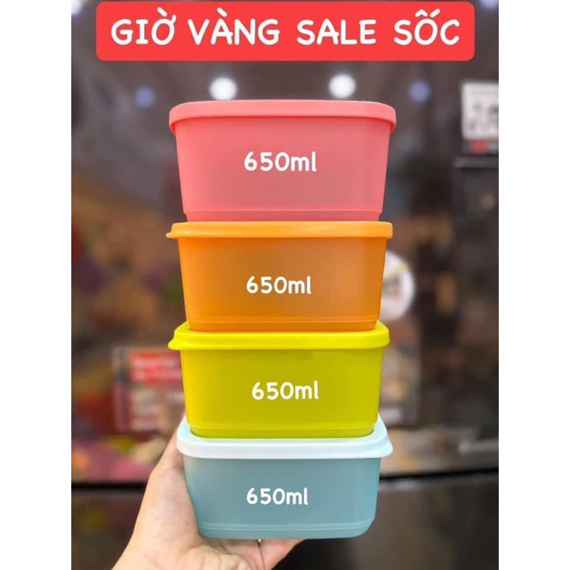 Set 4 hộp trữ mát và khô 650ml Tupperware Small Square Round | Shopee ...