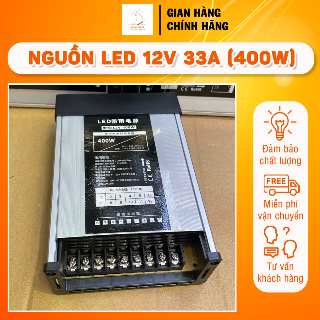 Nguồn Led 12v 33a (400W) - Nguồn Đèn Led Led24 Store Camera Ngoài Trời IP 43 Có Chống Nước Kết ...