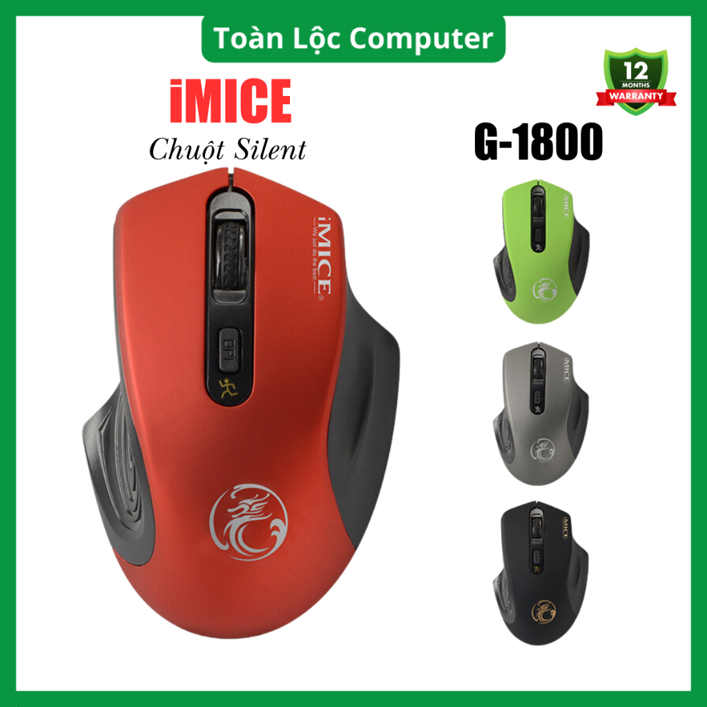 Chuột không dây Bluetooth iMICE G1800 2.4Ghz sạc pin cao cấp 2 trong 1 chống ồn dùng cho ĐT,Máy ...