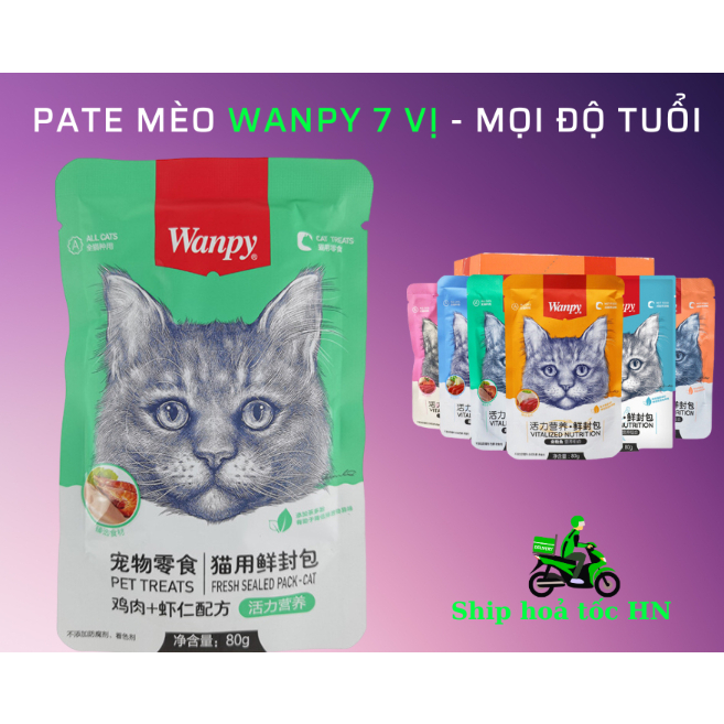 Pate Wanpy gói 80g và Wanpy nắp vặn cho mèo con mèo lớn mèo kén ăn ...