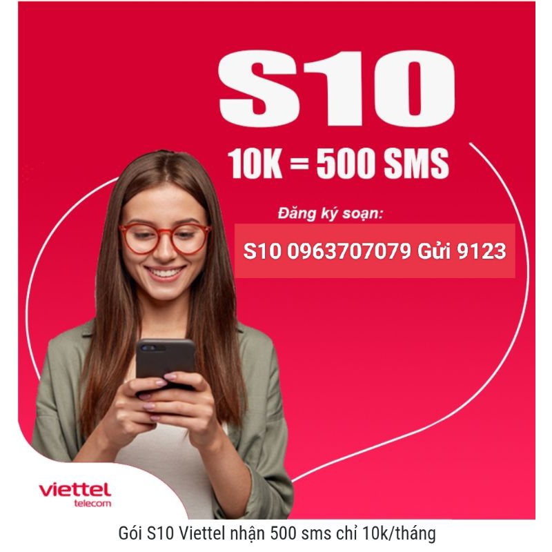 Sim Viettel Đăng ký gói nhắn tin S10: 10.000đ = 500sms/30 Ngày | Shopee ...