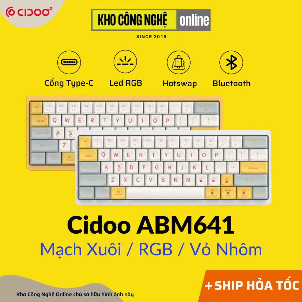 Cidoo ABM641 - Bàn phím cơ Cidoo ABM641 Dual mode, Vỏ Nhôm, Mạch Xuôi ...