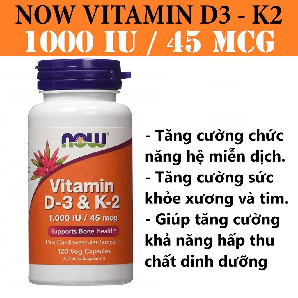 Vitamin D3 K2 1,000 IU 45 mcg | Shopee Việt Nam
