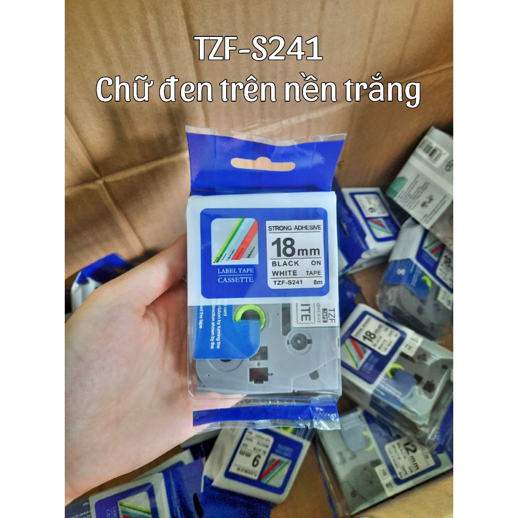 Nhãn in Brother TZF-S241(18mm,8m) Chữ đen trên nền trắng | Shopee Việt Nam