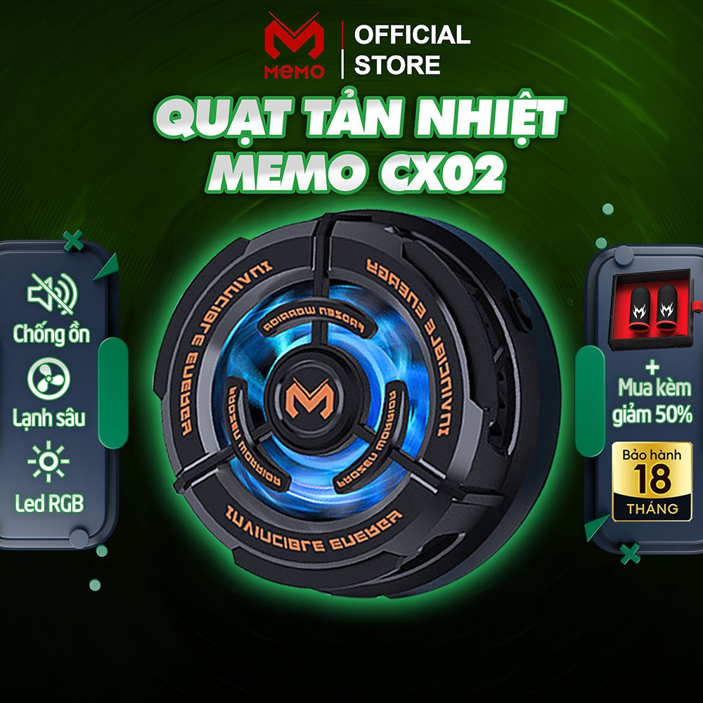 Quạt tản nhiệt sò lạnh gaming Memo CX02 sạc không dây led RGB làm lạnh sâu chơi game Liên Quân ...