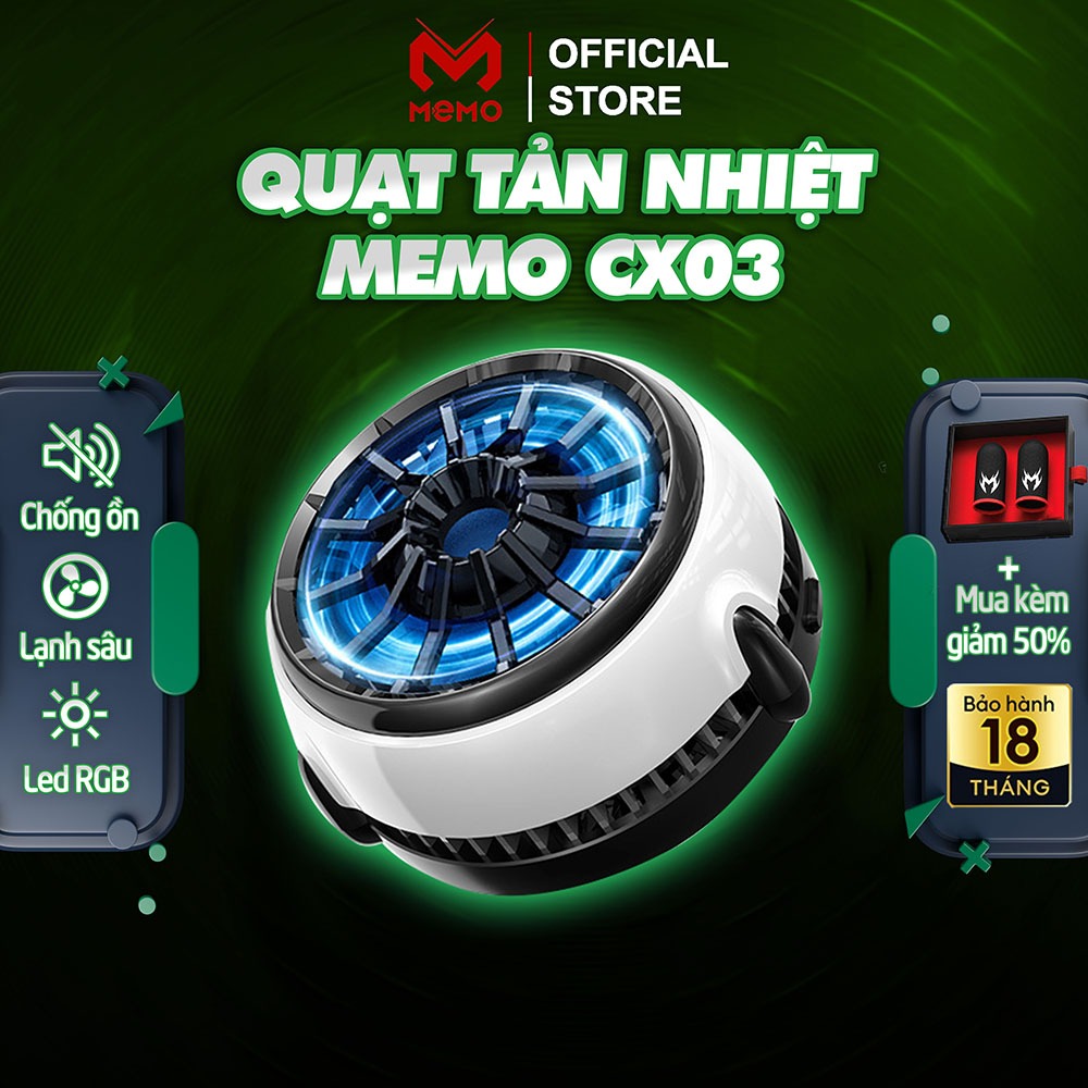 Quạt tản nhiệt điện thoại sò lạnh MEMO CX03 gaming sạc không dây ...
