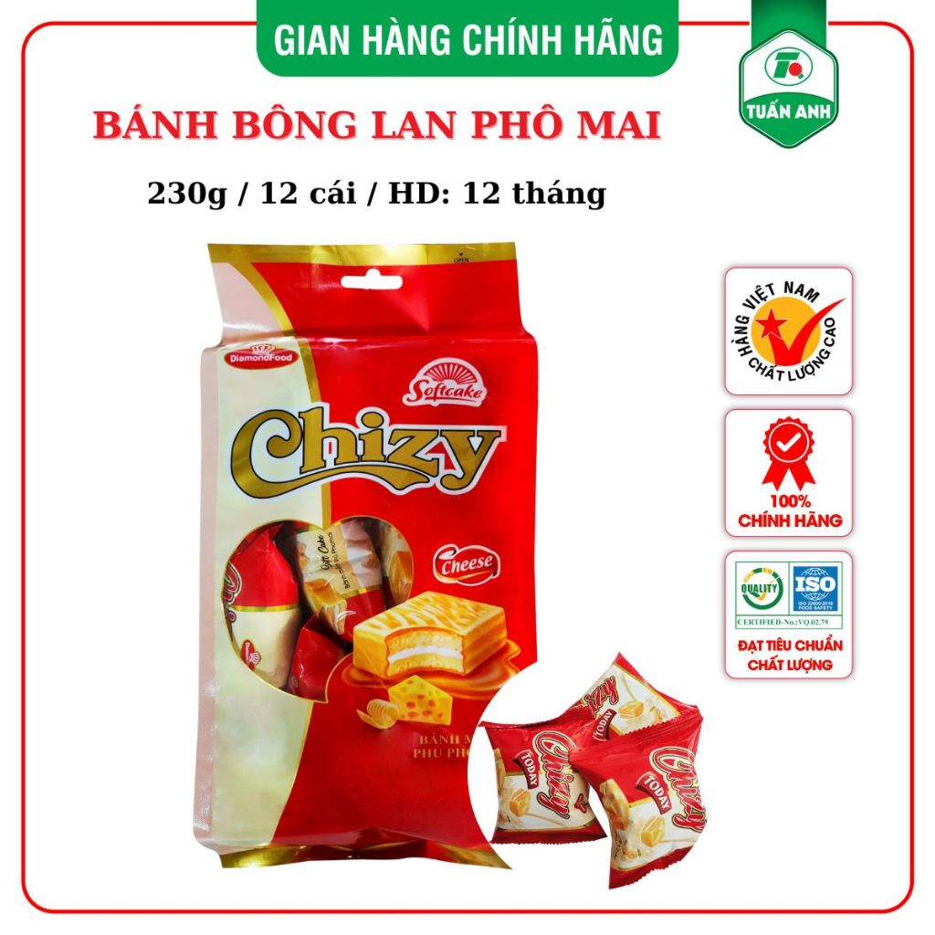 Bánh Bông Lan Chizy Phủ Phô Mai 230g - Dimond Food | Shopee Việt Nam