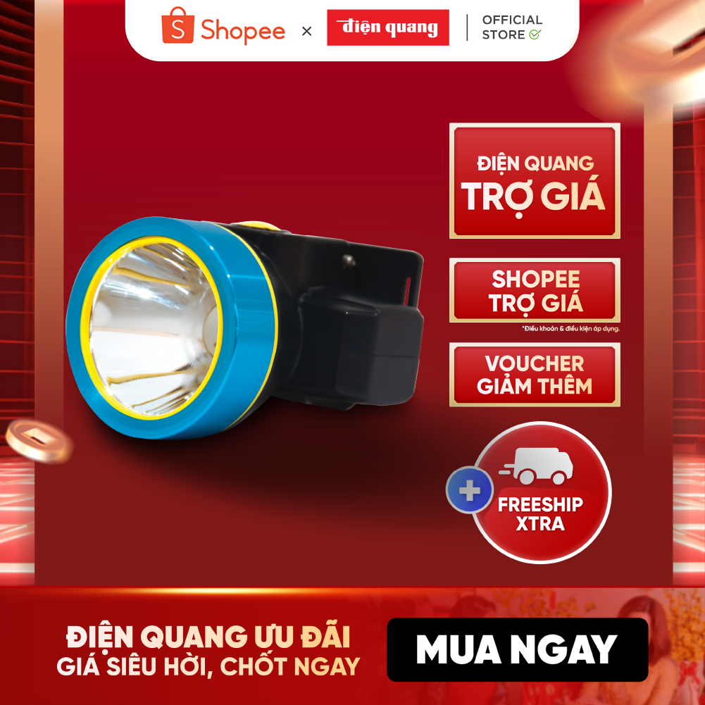 Đèn pin đội đầu Điện Quang ĐQ PFL15 R BLB WW (Pin sạc Lithium, Đen – Xanh dương, 2.5W, ánh sáng ...
