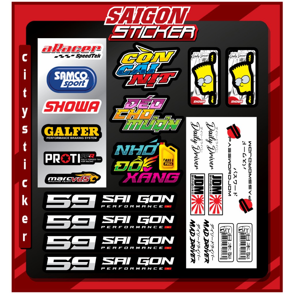 [Tem Xe] Tem Sticker Dán COMBO 4 Tem Tỉnh + 3 Tem Chữ + 1 Set Sticker ...