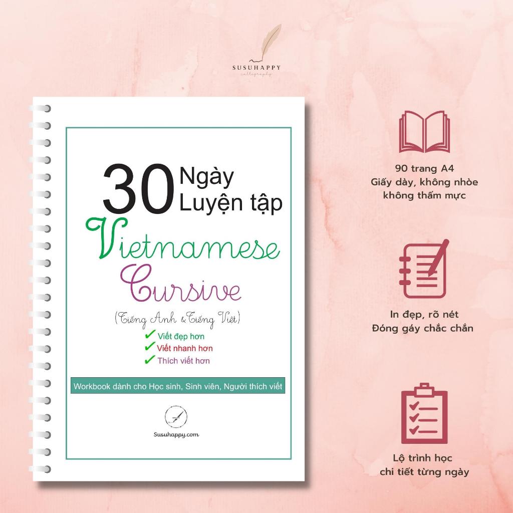 Workbook 30 Ngày Cải Thiện Chữ Viết Tay Vietnamese Cursive, Giúp Viết ...