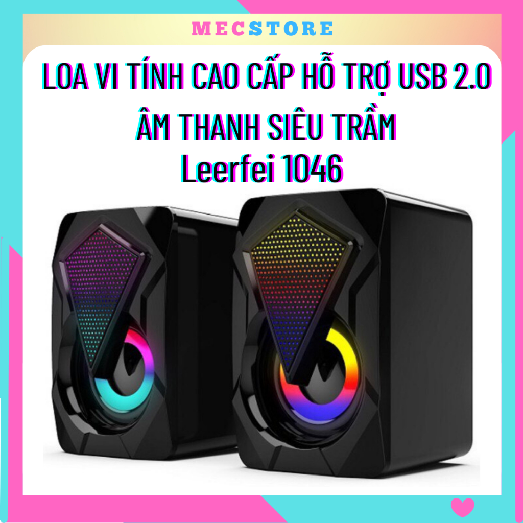 Loa máy vi tính laptop mini cao cấp 2.0 có LED RGB Leerfei E-1046 âm ...