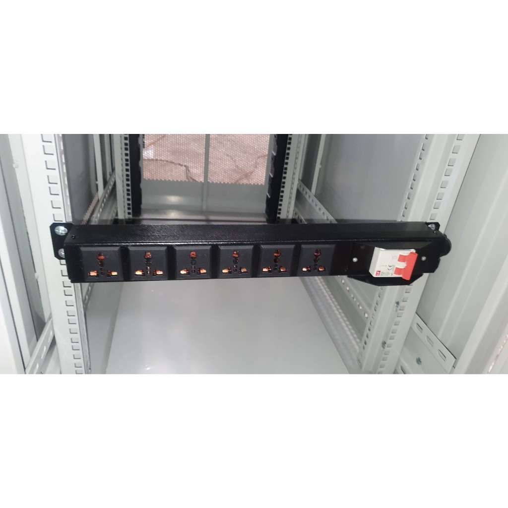 Thanh nguồn PDU 6 ổ cắm đa dụng lắp tủ Rack 1U có MCB 32A chuẩn 19 inch ...