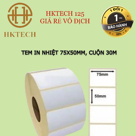 GIẤY IN TEM NHIỆT 75X50 mm, TEM PHỤ 7,5x5 cm, CUỘN 30m | Shopee Việt Nam