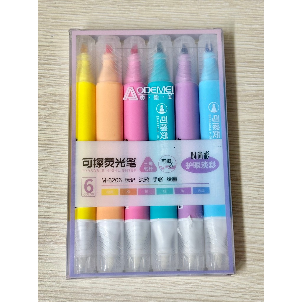 Vỉ 6 chiếc bút highlight / bút dạ quang, nhớ dòng AODEMEI có thể tẩy ...