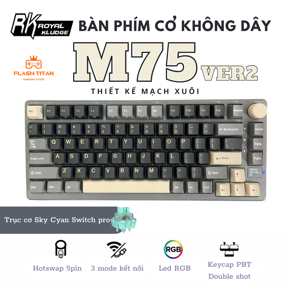 Bàn Phím Cơ Không Dây RK M75 3 Chế Độ Kết Nối - Led Mạch Xuôi - Keycap ...