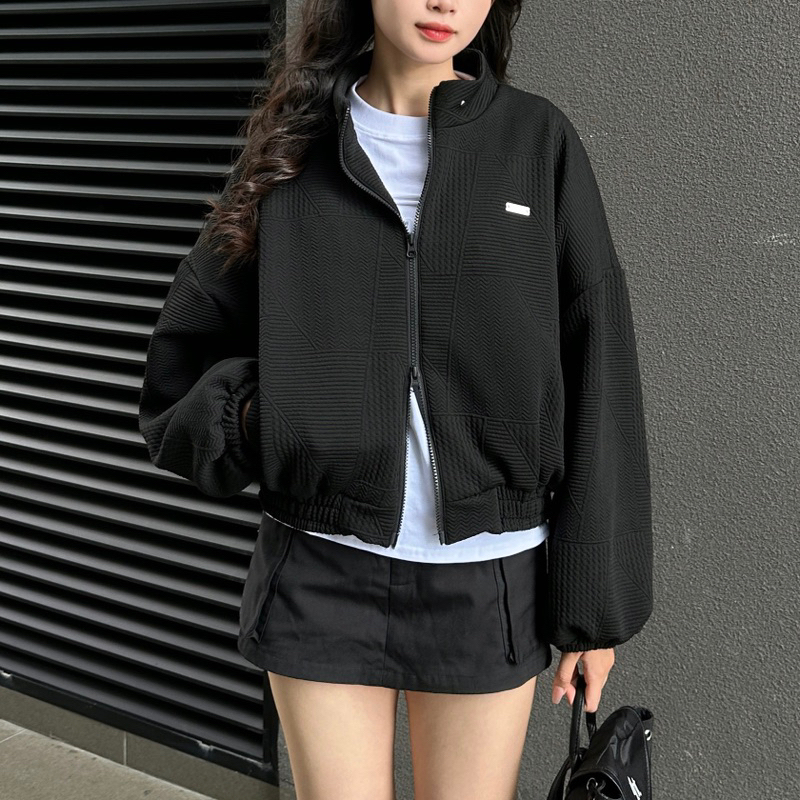 Áo khoác Crop Jacket Cropped Logo DEROSE Kim loại Khoá kéo 2 đầu (3 MÀU ...