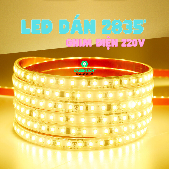 Đèn LED dây dán 220V 2835 trang trí viền hắt sáng điểm cắt 10cm đấu ...