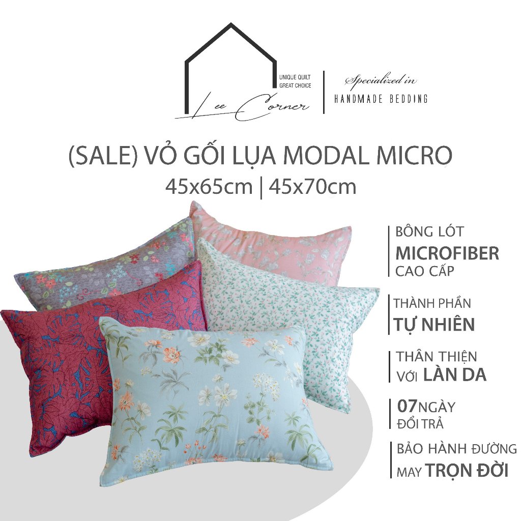 Vỏ gối 45x65cm, 50x70cm Lụa Modal Micro nhiều hoạ tiết LEE CORNER áo ...