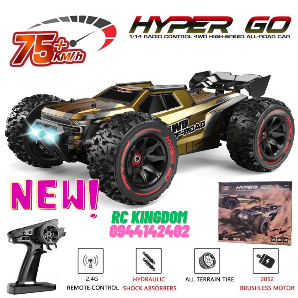 MJX Hyper GO 14210 V2 bản nâng cấp sườn nhôm 1/14, 2 body, 2 bộ bánh, Pin 3S tốc độ 75 km/h ...