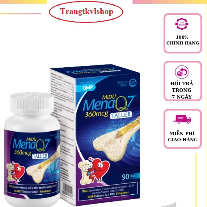Thực phẩm hỗ trợ tăng chiều cao cho trẻ Midu MenaQ7 360 (Canxi hữu cơ ...