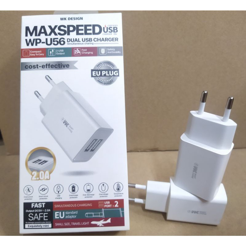 Củ sạc nhanh chính hãng WK WP-U56 2 cổng sạc đồng thời 2 máy tiện ích | Shopee Việt Nam
