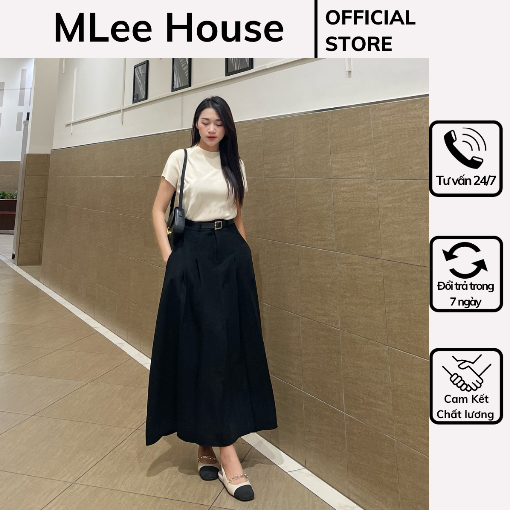 Chân Váy Dài Hạ Ly Eo , Chân Váy Xếp Ly Dáng Dài Hai Màu Đen Ghi Lên Form Xinh M08 | Shopee Việt Nam