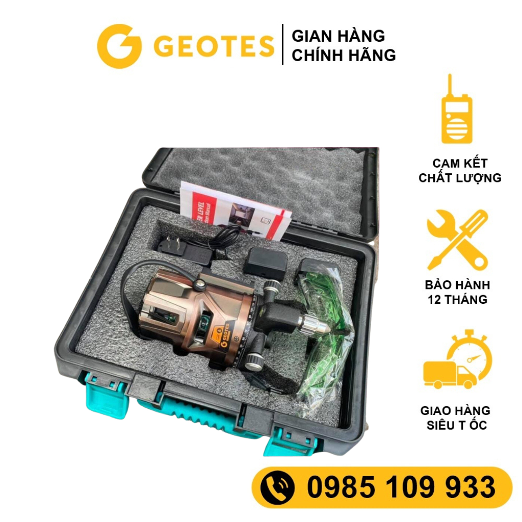 Máy cân bằng LASER GEOTES COPPER 5 tia xanh, dung lượng 6000mAh, thời ...