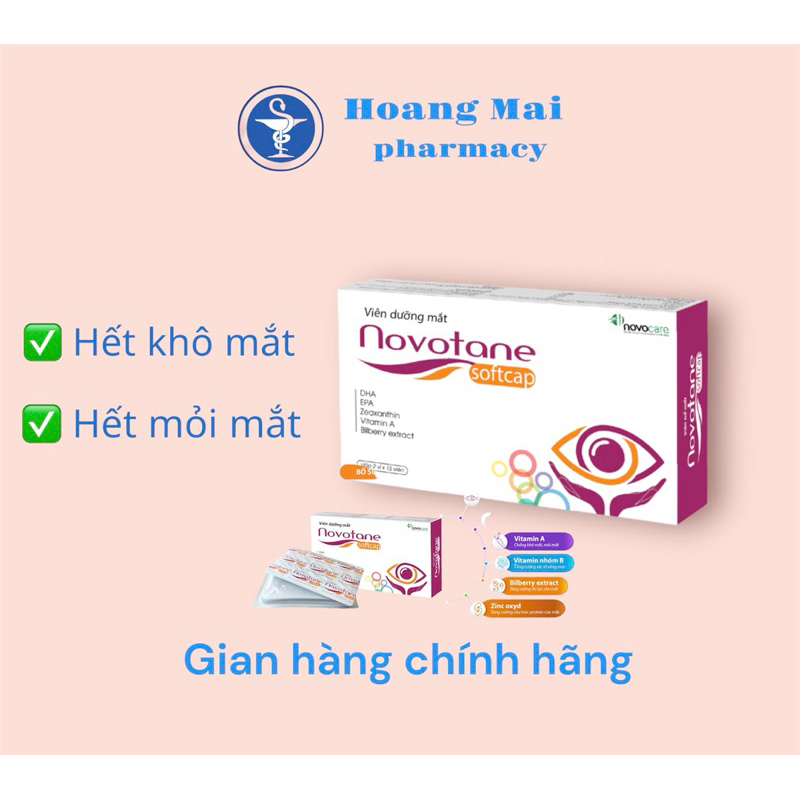 Viên dưỡng mắt Novotane Softcap, bổ sung dưỡng chất, giảm khô, mỏi mắt ...