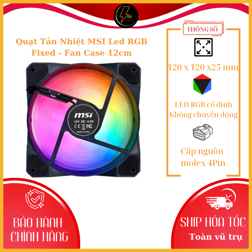 Quạt Tản Nhiệt MSI Led RGB Fixed - Fan Case 12cm - Hàng Chính Hãng ...