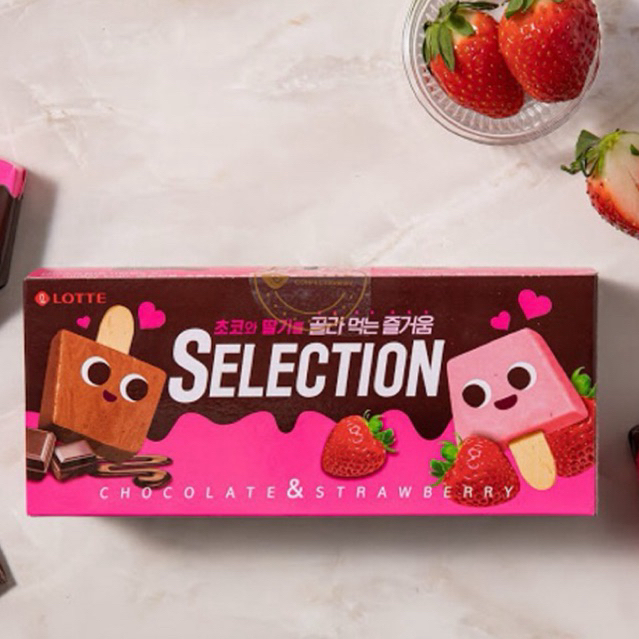 Kem selection uyên ương dâu-socola Lotte Hàn Quốc(hộp 10 que) | Shopee ...