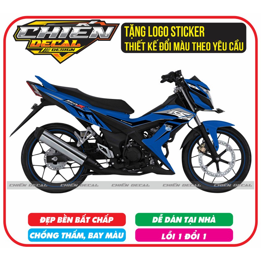 Tem rời xe sonic 150 màu xanh đen mẫu tem RS (tem 3 lớp cao cấp ...