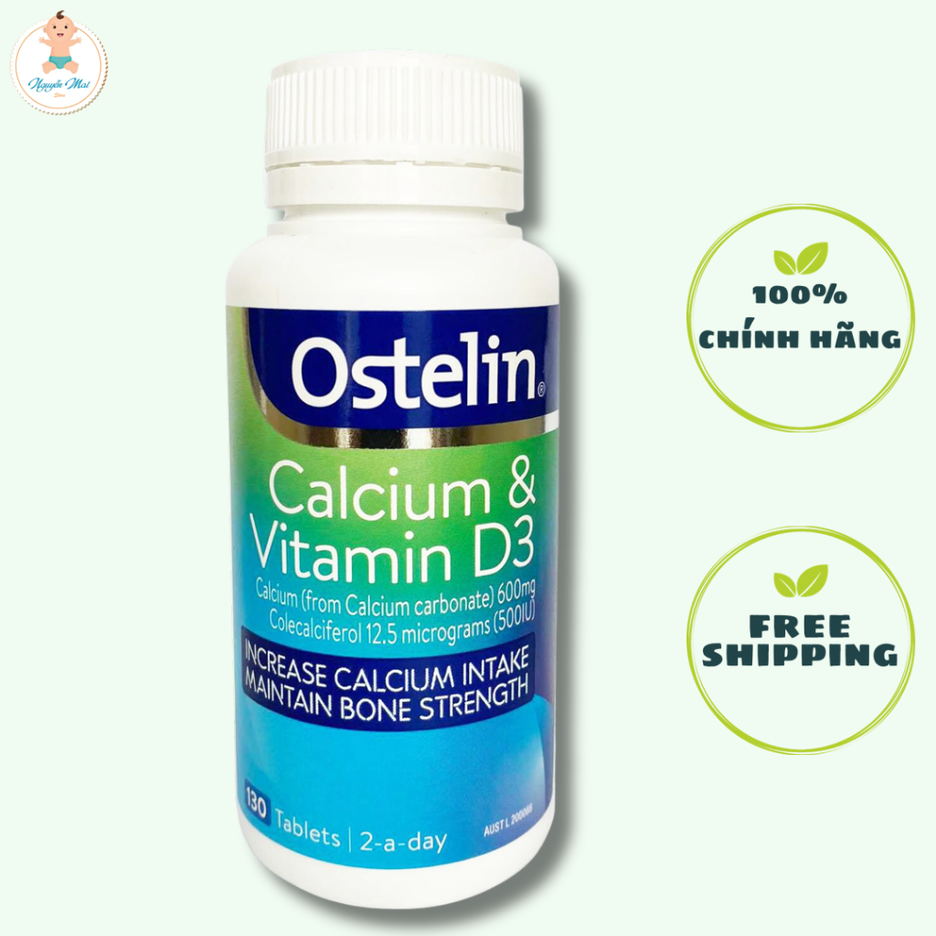 Viên uống bổ sung Canxi và Vitamin D3 cho mẹ bầu Ostelin Calcium & Vitamin D3 của Úc (130 viên ...