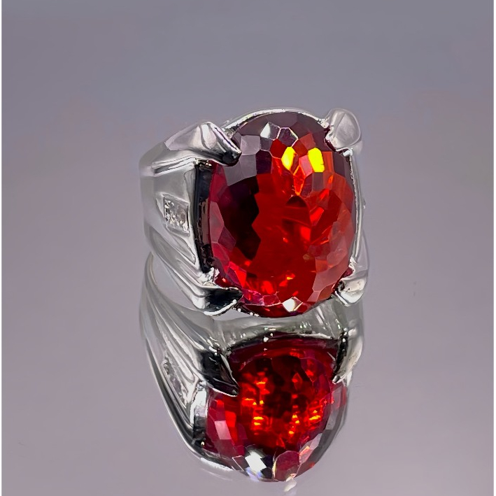 Nhẫn Đá Topaz Tự Nhiên Màu Đỏ - Bạc 925 Icecon ( Azotic Topaz Gemstone ...