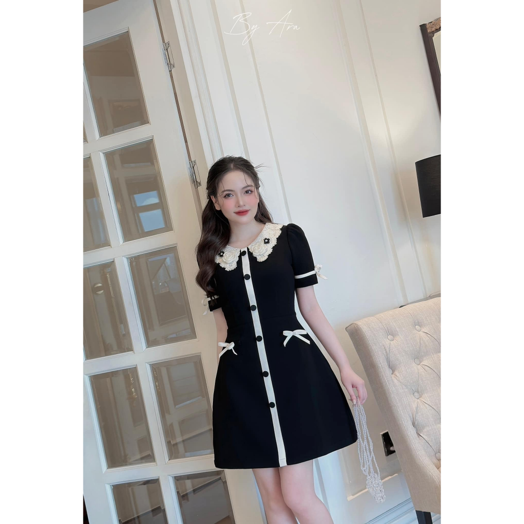 Ara - Váy đầm thiết kế chữ A đính nơ V22 | Shopee Việt Nam
