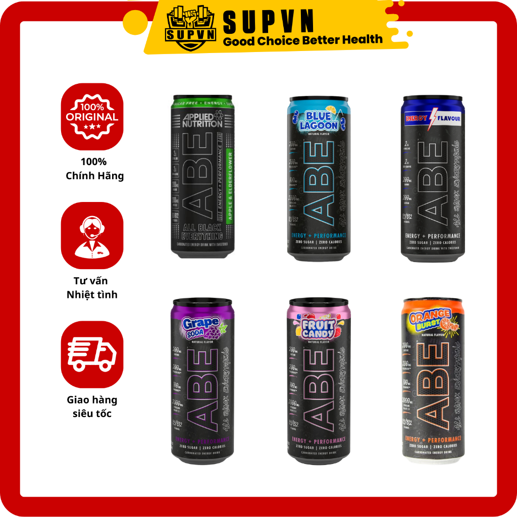 Pre Workout Abe Energy Lon 330ml - Nước Uống Tăng Năng Lượng Suốt Buổi ...