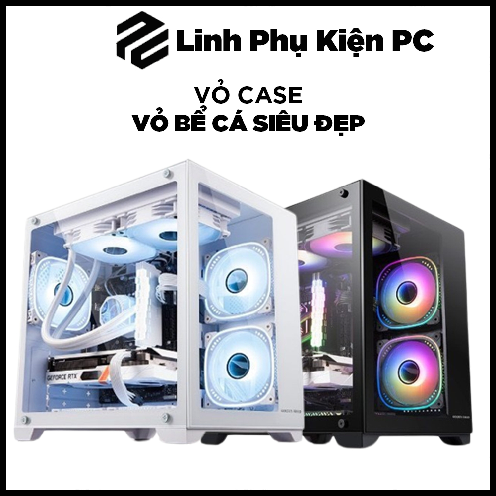Vỏ Case Máy Tính vỏ case bể cá, vỏ RUIX A1 -M ATX, Dải led RGB, Mặt Hông Kính Cường Lực MeCa ...