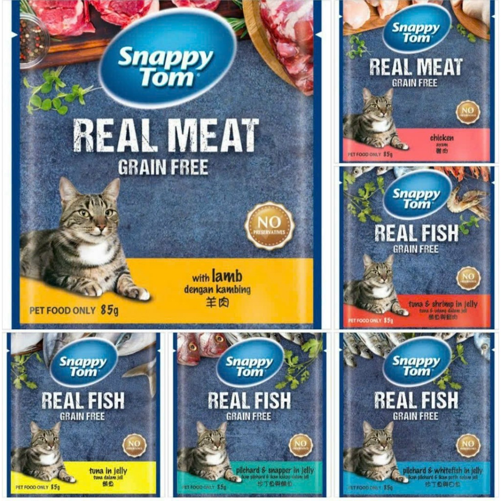 Pate Snappy Tom REAL FISH gói 85g Pate Dinh dưỡng cho Mèo | Shopee Việt Nam
