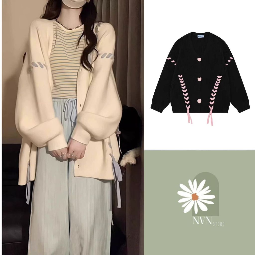 Áo Khoác Cardigan Dáng Dài Bigsz From Rộng Kiểu Dáng Dễ Mặc Mẫu Hot 2024 Phối Họa Tiết Thêu Màu ...