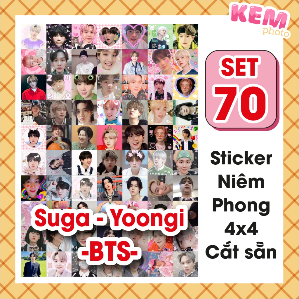 SET 70 sticker niêm phong SUGA MIN YOON GI - Đã cắt rời - Tem dán 4x4cm ...
