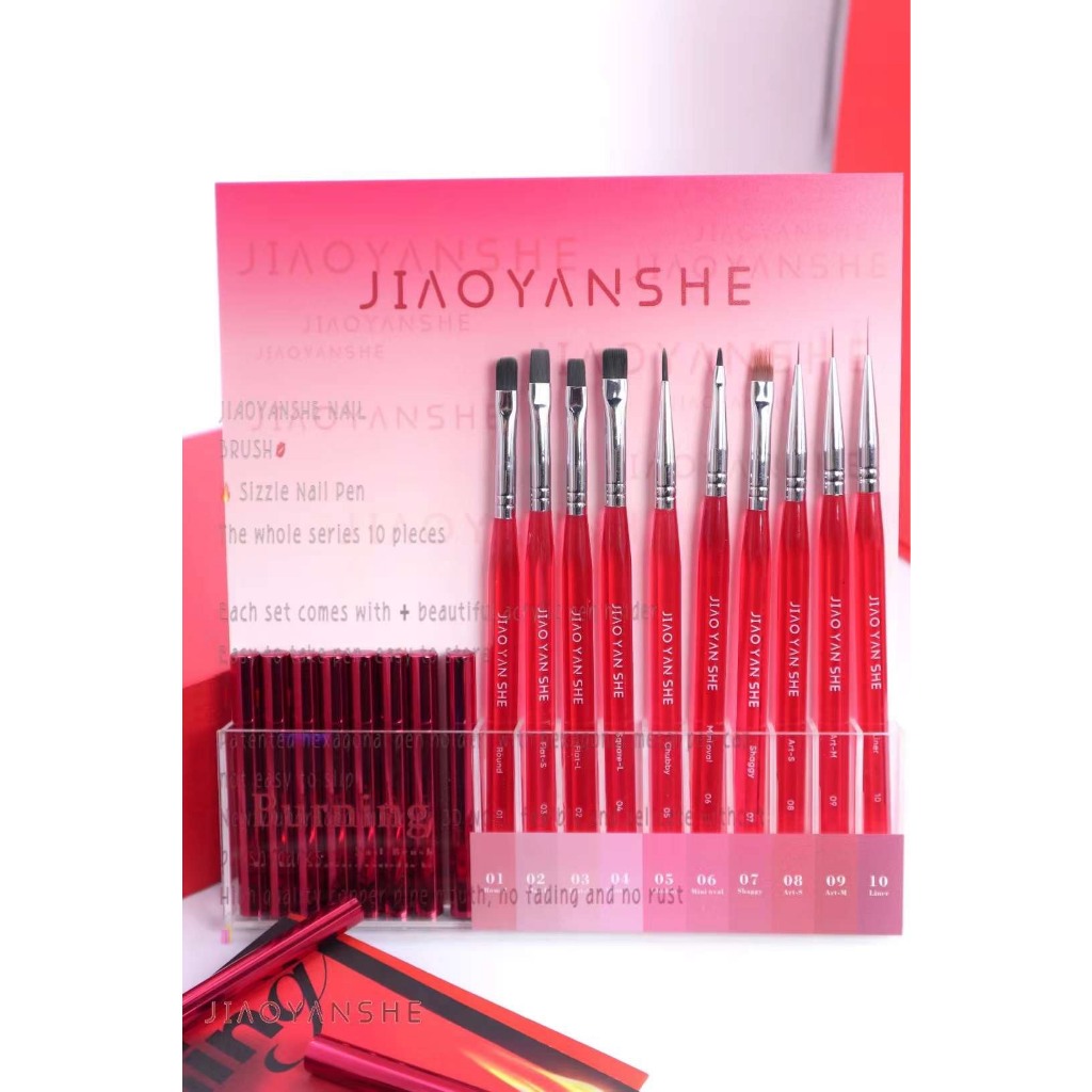 Bộ cọ Jiao Yan She cán hồng 10 cây | Shopee Việt Nam