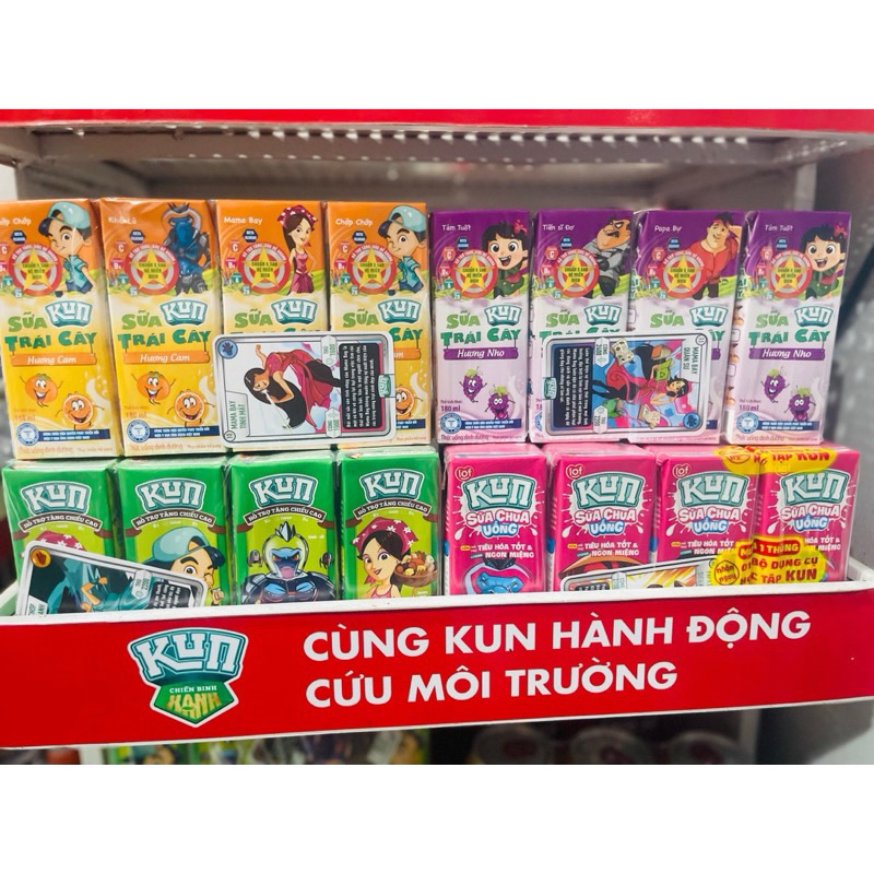 Lốc 4 Hộp Sữa Trái Cây lif Kun Đủ Vị x 180ml (Đủ vị) ( Hàng Có thẻ Đổi ...