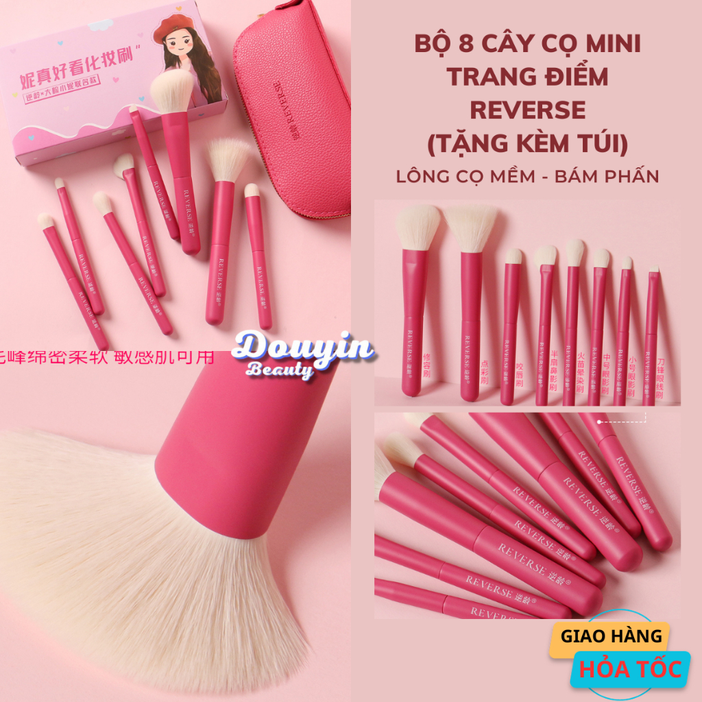 Bộ Cọ Mini REVERSE Hồng Cao Cấp Lông Mềm Cọ Phấn Phủ, Má Hồng, Mắt, Tạo ...